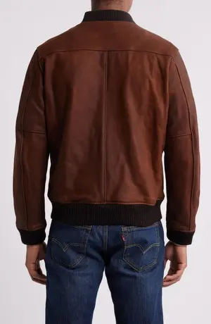 THE FRYE COMPANY Classic Leather Bomber Jacket