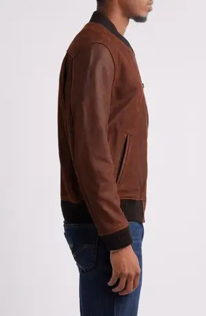 THE FRYE COMPANY Classic Leather Bomber Jacket