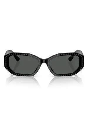 JIMMY CHOO 56mm Oval Sunglasses - Black Silver