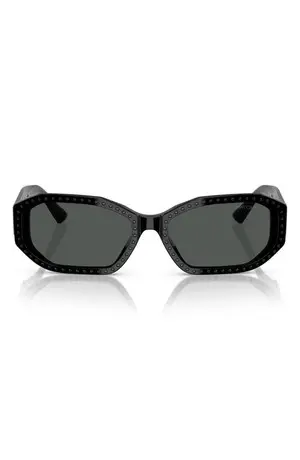 JIMMY CHOO 56mm Oval Sunglasses - Black/crystal Jet/dark Grey