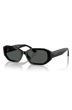 JIMMY CHOO 56mm Oval Sunglasses - Black/crystal Jet/dark Grey