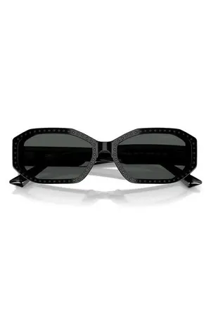 JIMMY CHOO 56mm Oval Sunglasses - Black/crystal Jet/dark Grey