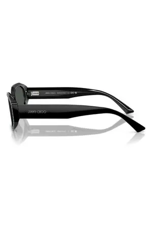 JIMMY CHOO 56mm Oval Sunglasses - Black/crystal Jet/dark Grey