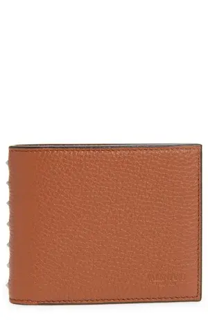 Valentino Garavani Rockstud Leather Bifold Wallet - Saddle