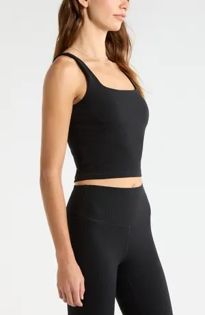 Zella Thrive Rib Bra Tank - Black