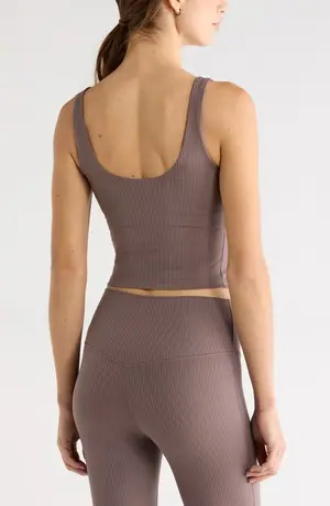 Zella Thrive Rib Bra Tank - Grey Plum