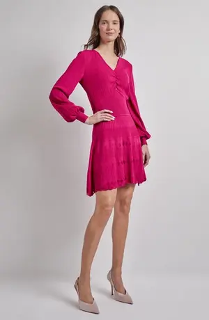 Misook Long Sleeve Fit & Flare Minidress