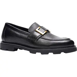 A. VEER Chris Leather Loafers With Buckle And Lug Sole - Black