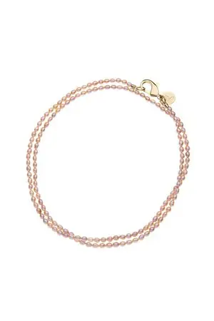 JANE WIN Double Wrap Rice Pearl Necklace - Pink