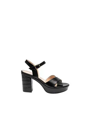MENINA STEP Pippa Metallic Leather Sandals - Black