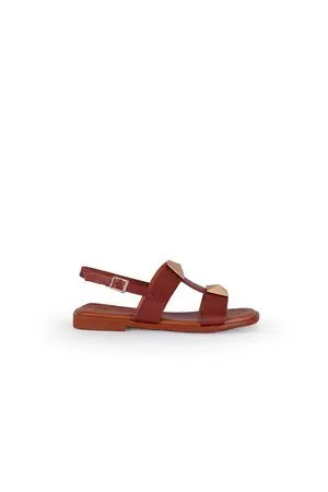 MENINA STEP Valeria Two-strap Studded Sandals - Brown