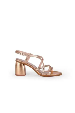 MENINA STEP Cloe Strappy Leather Sandals - Metallic
