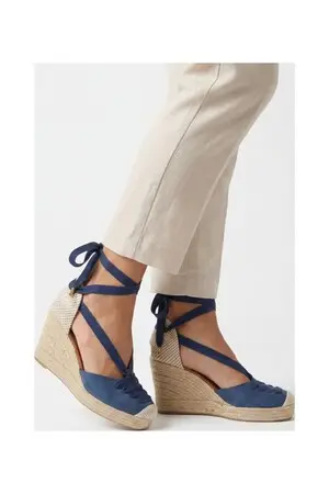 MENINA STEP Jimena High Laces French Laced Espadrilles - Blue