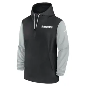 Nike Las Vegas Raiders Sideline Pre-game Player Nfl 1/2-zip Hooded Jacket - Black