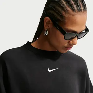 Nike Phoenix Fleece Oversized Crew-neck Sweatshirt - Black