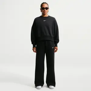 Nike Phoenix Fleece Oversized Crew-neck Sweatshirt - Black