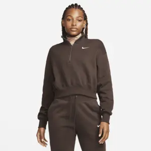 Nike Sportswear Phoenix Fleece 1/4-zip Cropped Sweatshirt - Brown