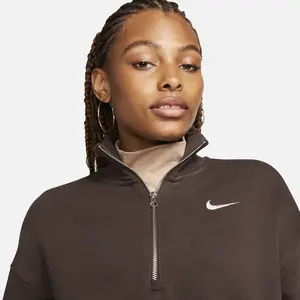 Nike Sportswear Phoenix Fleece 1/4-zip Cropped Sweatshirt - Brown