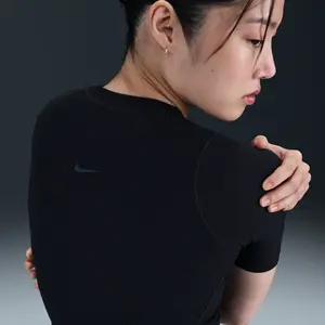 Nike Zenvy Rib Dri-fit Short-sleeve Top - Black
