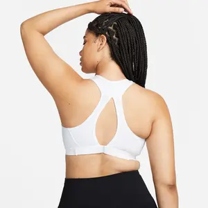Nike Swoosh High Support Non-padded Adjustable Sports Bra - White