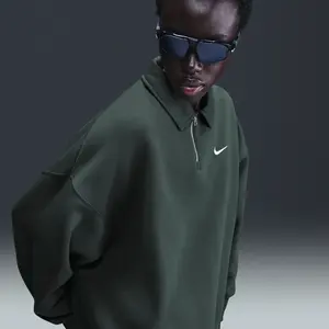 Nike Sportswear Phoenix Fleece Oversized 1/4-zip Polo - Green
