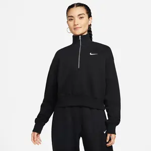 Nike Sportswear Phoenix Fleece 1/4-zip Cropped Sweatshirt - Black