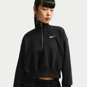 Nike Sportswear Phoenix Fleece 1/4-zip Cropped Sweatshirt - Black