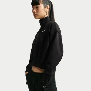 Nike Sportswear Phoenix Fleece 1/4-zip Cropped Sweatshirt - Black