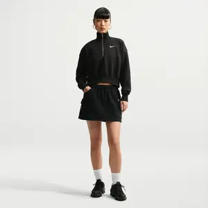 Nike Sportswear Phoenix Fleece 1/4-zip Cropped Sweatshirt - Black