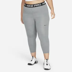 Nike Pro Mid-rise Crop Mesh-panel Leggings - Grey