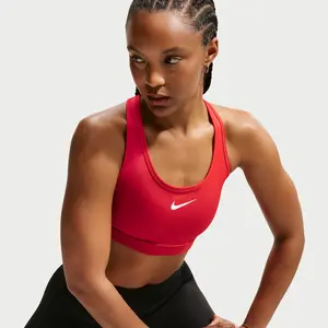 Nike Swoosh Medium-support Padded Sports Bra - Red