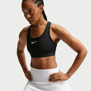Nike Swoosh Medium-support Padded Sports Bra - Black