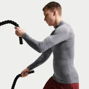 Nike Pro Dri-fit Mock-neck Long-sleeve Top - Grey