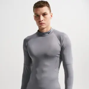 Nike Pro Dri-fit Mock-neck Long-sleeve Top - Grey