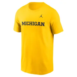 JORDAN Michigan Wolverines Primetime Wordmark College T-shirt - Yellow