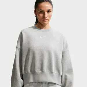 Nike Phoenix Fleece Oversized Crew-neck Sweatshirt - Grey