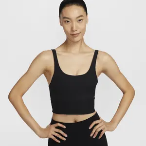 Nike Zenvy Rib Light-support Padded Longline Sports Bra - Black