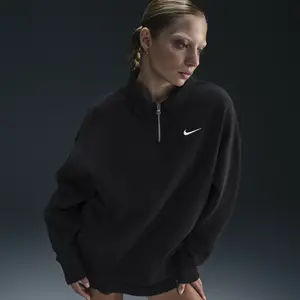 Nike Sportswear Phoenix Fleece Oversized 1/4-zip Polo - Black