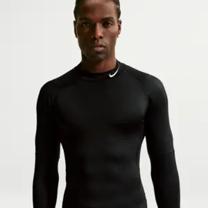 Nike Pro Dri-fit Fitness Mock-neck Long-sleeve Top - Black