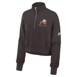 Nike Cleveland Browns Rewind Phoenix Nfl Cropped 1/4-zip Crew - Brown