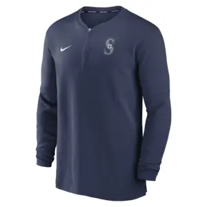 Nike Seattle Mariners Authentic Collection Game Time Dri-fit Mlb 1/2-zip Long-sleeve Top