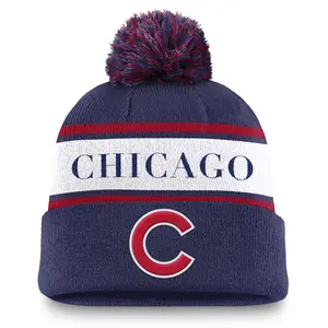 Nike Chicago Cubs Team Stripe Peak Mlb Cuffed Pom Beanie - Blue