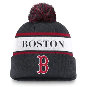 Nike Boston Red Sox Team Stripe Peak Mlb Cuffed Pom Beanie - Blue