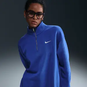 Nike Sportswear Phoenix Fleece Oversized 1/4-Zip Long Sweatshirt Blue