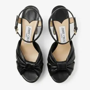 JIMMY CHOO Heloise 80 Nappa Leather Platform Sandals - Black