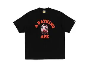A BATHING APE Map Camo College Relaxed Fit Tee Shirt - Black
