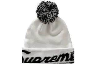 Supreme New Era Script Cuff Beanie - White