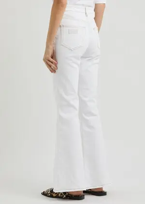GANNI Embellished Flared-leg Jeans - White