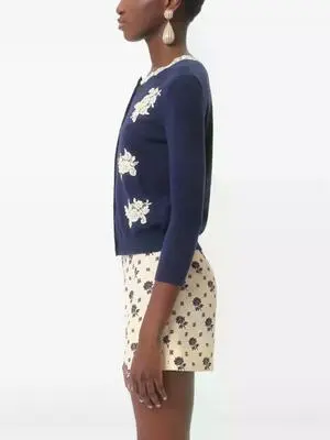 Valentino Garavani Lace-trim Embroidered Cardigan - Blue