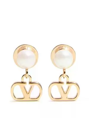 Valentino Garavani Vlogo Pearl Earrings - Gold